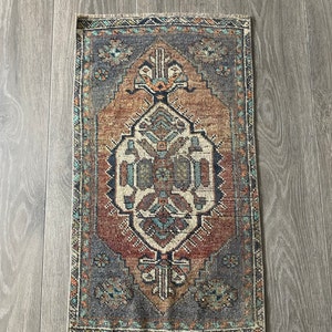 4x4 Red Blue Turkish Rug, 3x Neutral Oushak Rug, Handmade Vintage Area ...