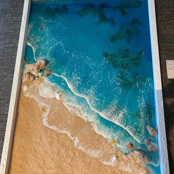 Large Ocean Themed Resin Wall Art, 3D Realistic Epoxy Wave, Ocean ...