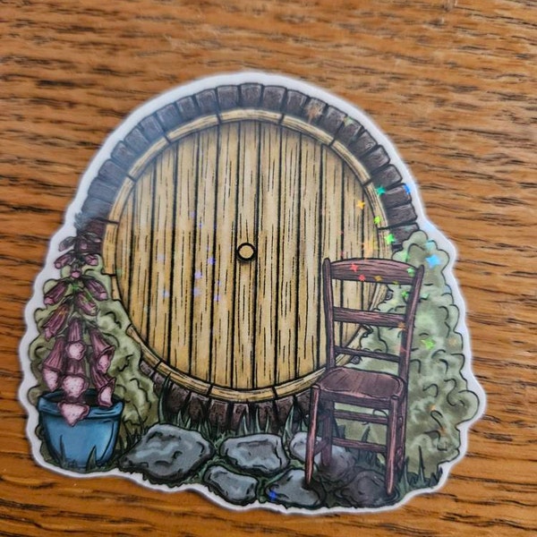 Holographic Hobbit Door Sticker, Laminated Stickers for Water Bottle ...