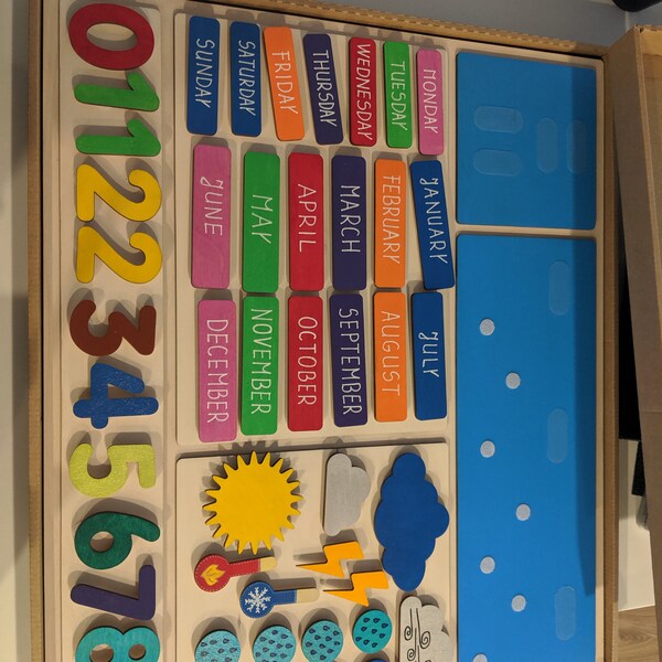 Weather Calendar for Kids. Wood Calendar With Months, Days, Weather ...
