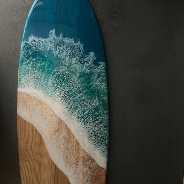 Wood Live Edge Floating Shelves With Ocean Waves Coastal Beachy Room ...