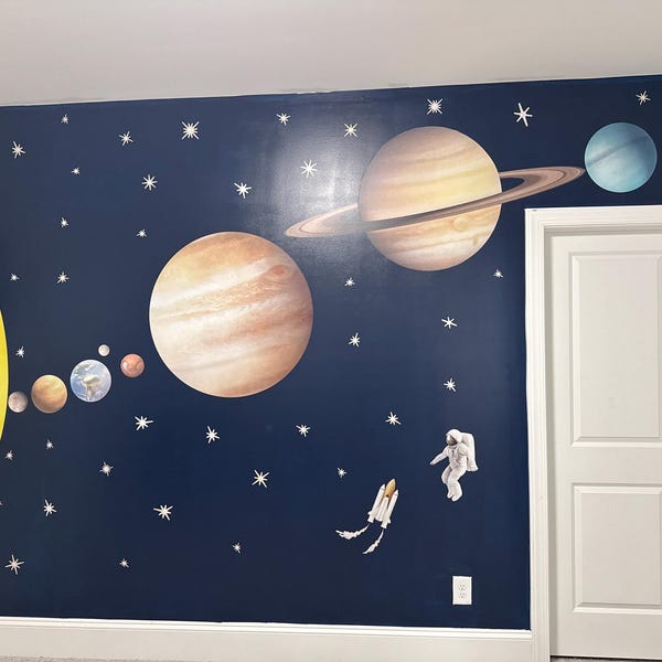 Space Decals With Custom Stars for Playroom, Realistic Scale Solar ...
