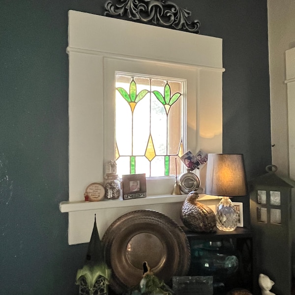 Crown Topper Pediment Art. Cross Fleur De Lis Decor, Scroll Over Door ...
