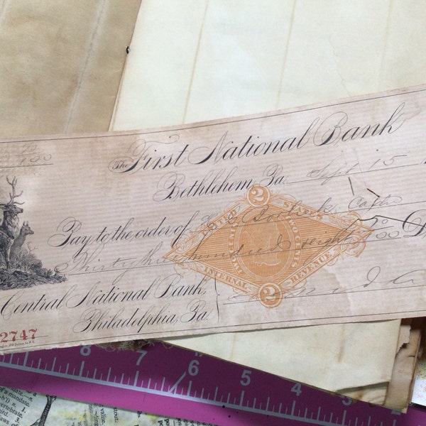 Vintage 1900’s Checks. Set of 10. Vintage Ephemera Junk Journal ...