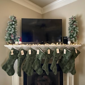 Personalized Stocking, Green Fur Christmas Stocking, Personalized Moss ...