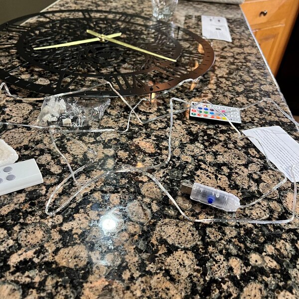 Black Large Tree of Life Sun and Moon Metal Wall Clock LED Lights ...