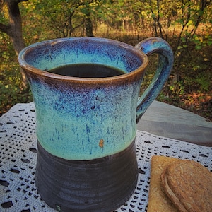 Turquoise Coffee Mug With Carved Texture - Etsy