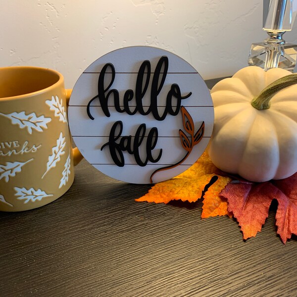 Hello Fall Tier Tray - Fall 3D Mini Signs - Pumpkin - Fall Decor ...