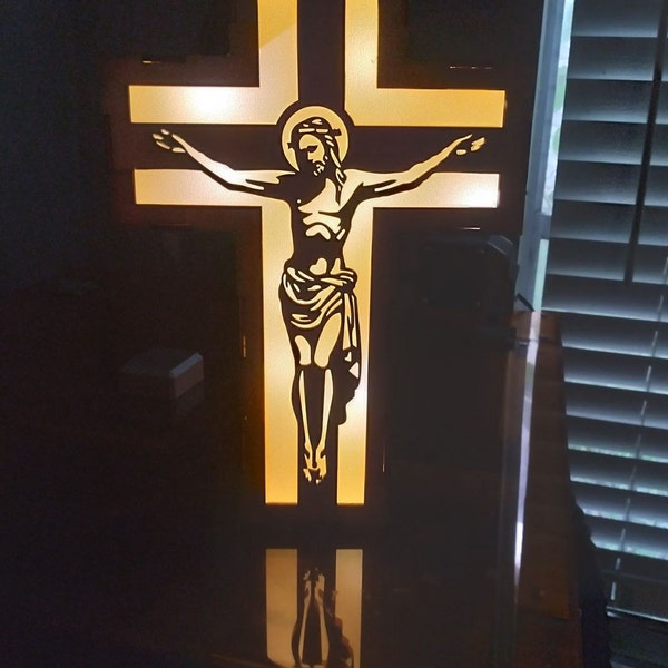 Jesus on the Cross Lamp Candle Holder Laser Cutting File Night Light ...