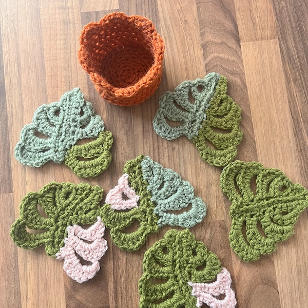 CROCHET PATTERN - Monstera Leaf Coaster Set Crochet Pattern Plant ...