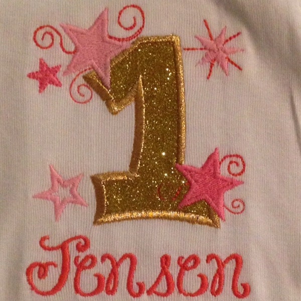 Star Number One 1st Birthday Applique Machine Embroidery Design First ...