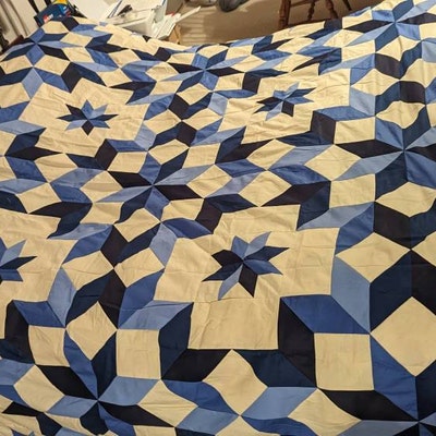 Indiana Amish Ohio Star Patchwork Quilt Top/topper Sewing/quilt Craft ...