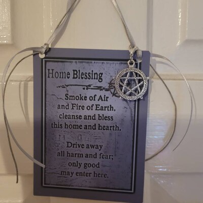Home Protection Spell Chant Home Blessing Small Card and Pentacle Charm ...