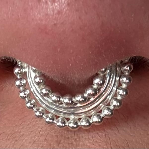 Mayan Nose Ring ~ Beaded Detail Tribal Septum Ring ~ Wide Nose Ring ...
