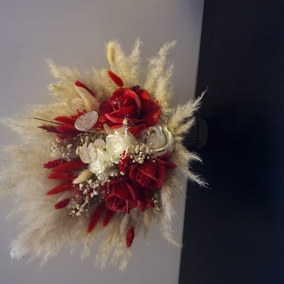 Bridal Bouquet Red Boho Wedding Bouquet Wedding Bouquet Red Dried ...