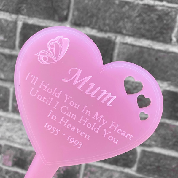 Heart Memorial Stick - Personalised - Cemetery Decoration Any Name With ...