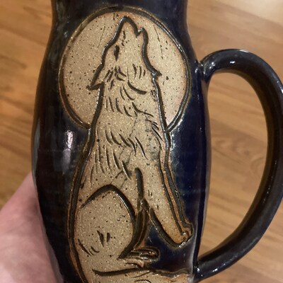 Howling Wolf Mug 16 Oz Nature Lover Gift Handmade Coffee Mug Animal Mug ...
