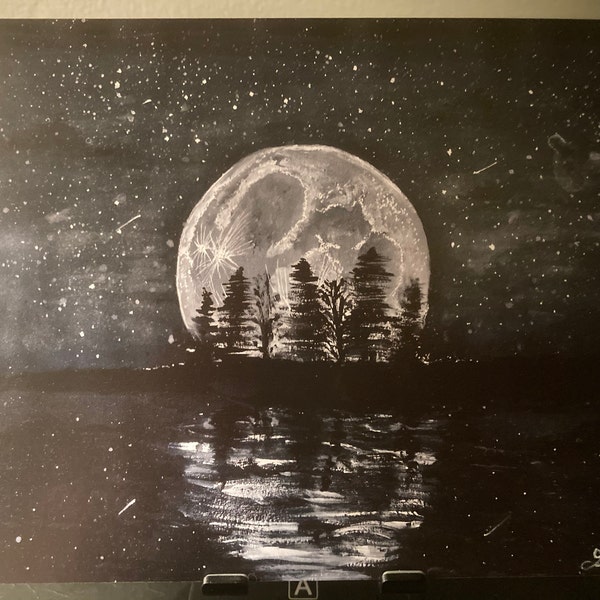 Quarter Moon Vintage Astronomy Art Print - Etsy