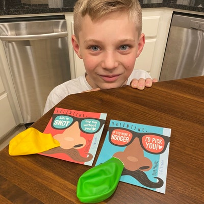 Funny Booger Nose Picking Valentines Classroom Balloon Holder ...