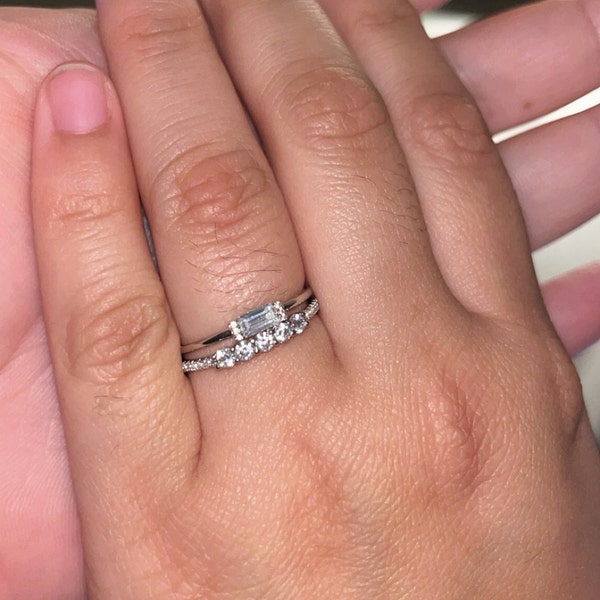 Dainty CZ Stacking Ring, Gold Minimalist Ring, CZ Ring, Simple Diamond ...