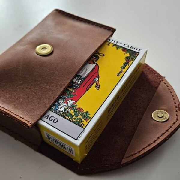 Double Tarot Leather Case, Tarot Box for Two Decks, Custom Tarot Pouch ...