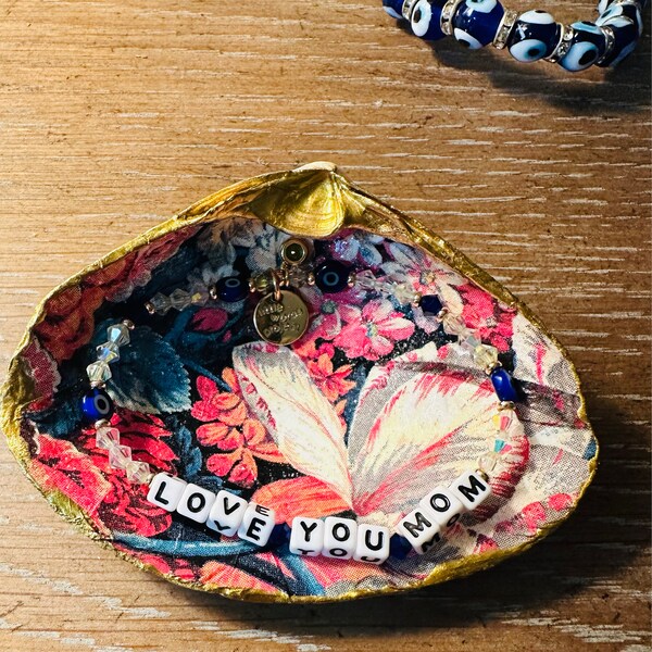 Small Oyster Shell Trinket Dish, Floral Jewelry Holder, Custom Shell ...