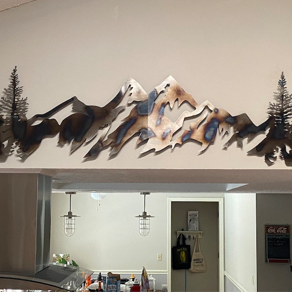 Metal Mountain Wall Art, Mountain Wall Decor, Large Metal Wall Art ...