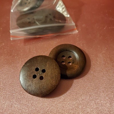 5 Large Dark Brown Wooden Button 35mm 1 3/8 Inch 4 Hole Wood Buttons ...