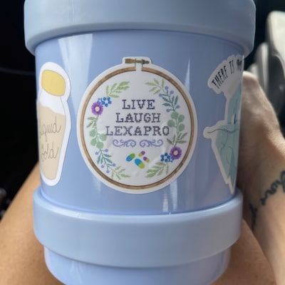 Cross Stitch Live Laugh Lexapro Mental Health Vinyl Decal Sticker - Etsy
