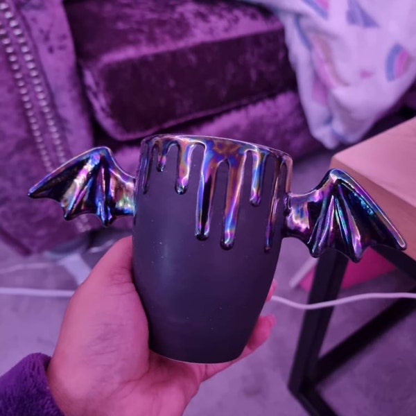 Lustre Wing Mug, Bat Wings Cup, Pearlescent Drip Wings, Kitchenware ...