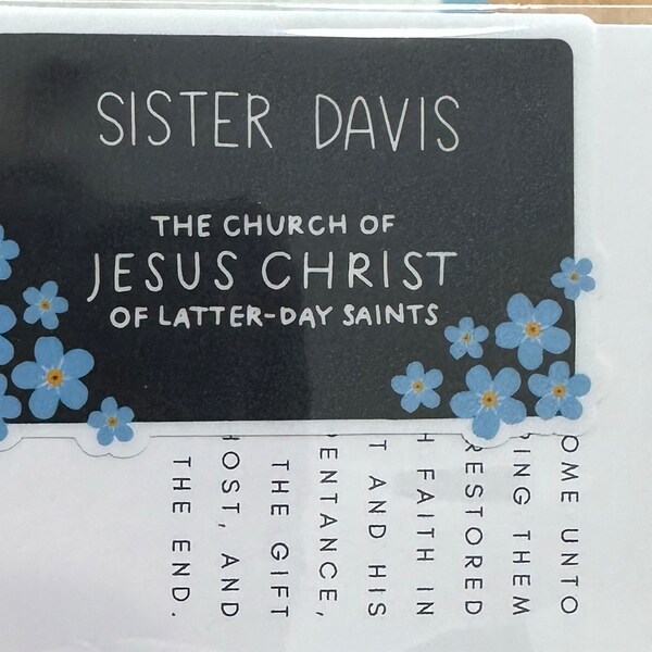 Customizable Flowery LDS Missionary Name Tag Sticker - LDS Missionary ...
