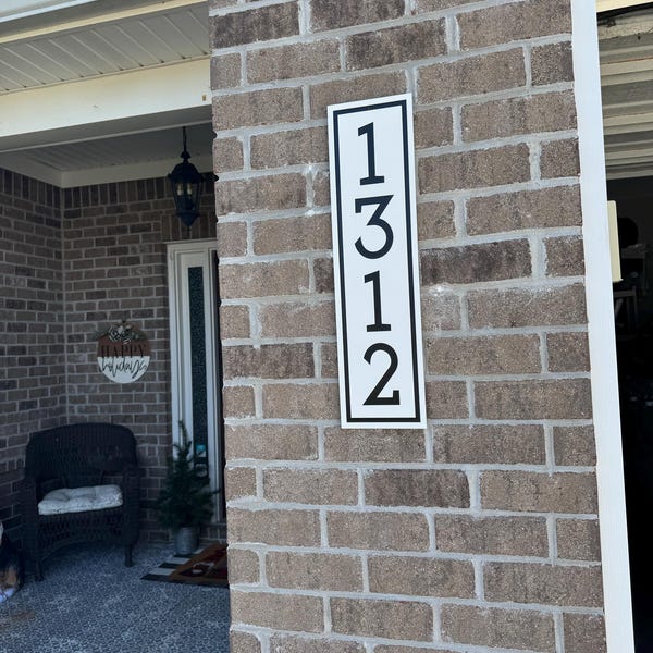 House Number Sign With Border: Vertical Outdoor Plaque - Etsy