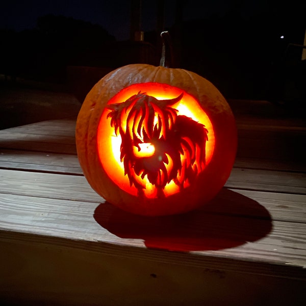Highland Cow Pumpkin Stencil, Printable Pumpkin Stencil, Jack O ...
