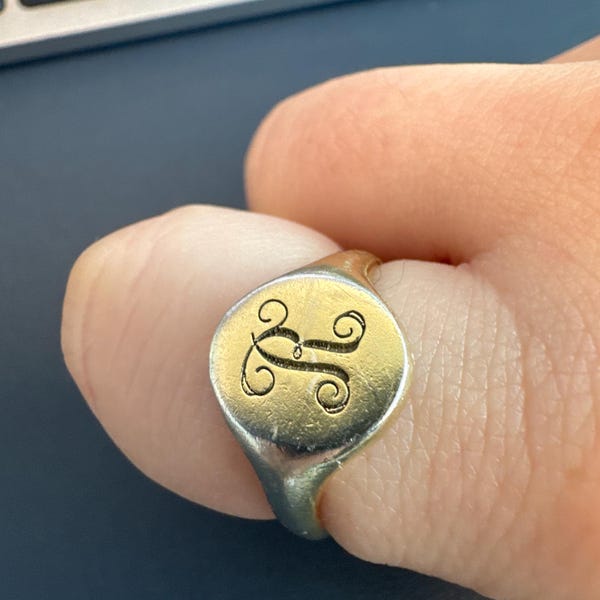 14K Solid Gold Initial Ring,dainty Letter Ring,custom Name Ring,mother Ring,stacking Ring,gift ...