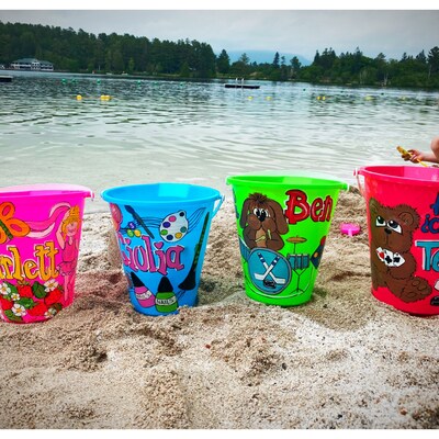 Hand Painted Beach Bucket Cruise Ship Bucket Sand Bucket Sand Pail ...