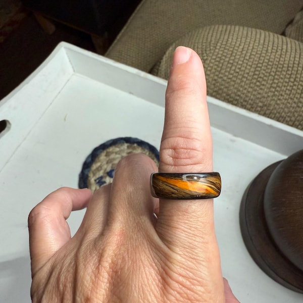 Jameson Whiskey Barrel Spiral Grain Wood Ring With Twin Platinum Wire ...