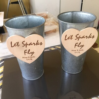 Wedding Sparklers Holder Galvanized Bucket Let Sparks Fly Wedding Gift ...