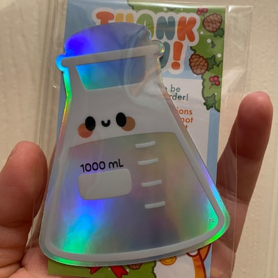Holographic Beaker Sticker, Cute Chemistry Flask, Biology, Lab Tech ...