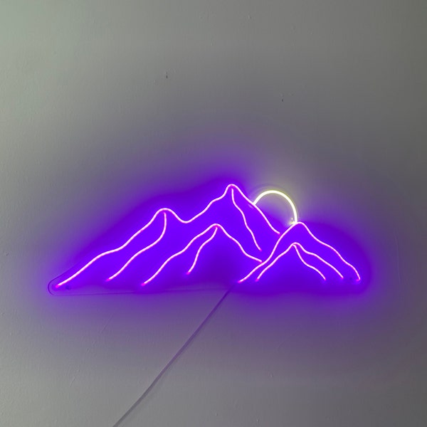 Mountain LED Neon Sign | Customize Large Sunset Acrylic Wall Art ...