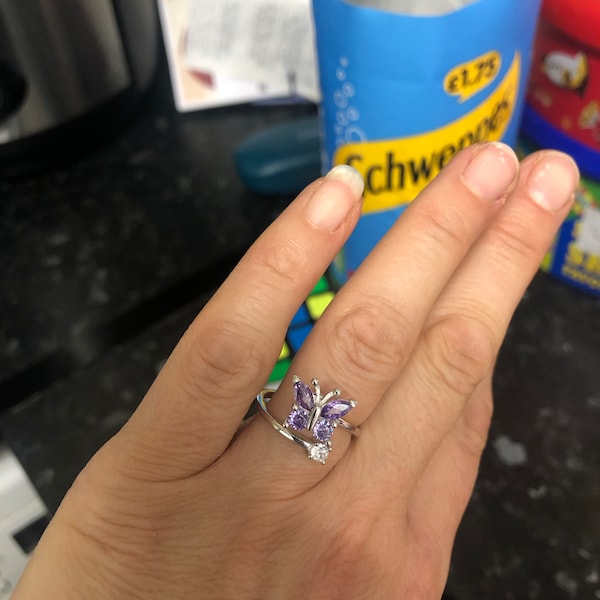 PERIMADE Butterfly Fidget Spinner Ring • Gold Purple Butterfly Spinning ...