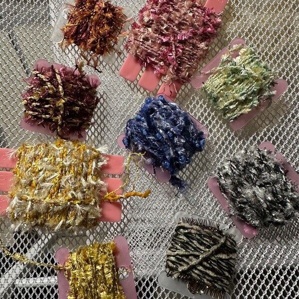 Four Different Kinds of Novelty Yarn With Shiny Fringes, Individual ...