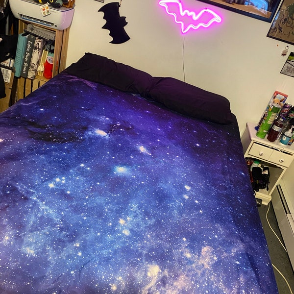 Purple Nebula Bedding Set, Galaxy Duvet Cover Set, Deep Space Bedding ...