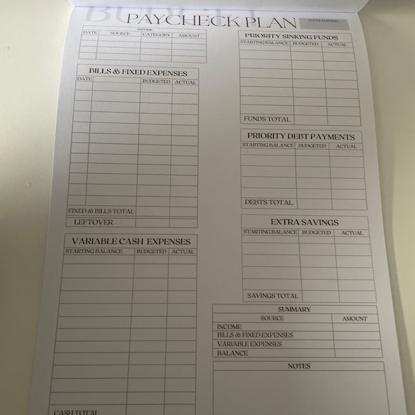 A5 Paycheck Plan Notepad | 50 Sheets | Budget | Expense Tracker ...