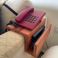 Couch Arm Rest Table With Magazine Stand, Modern Wood Armrest Table ...