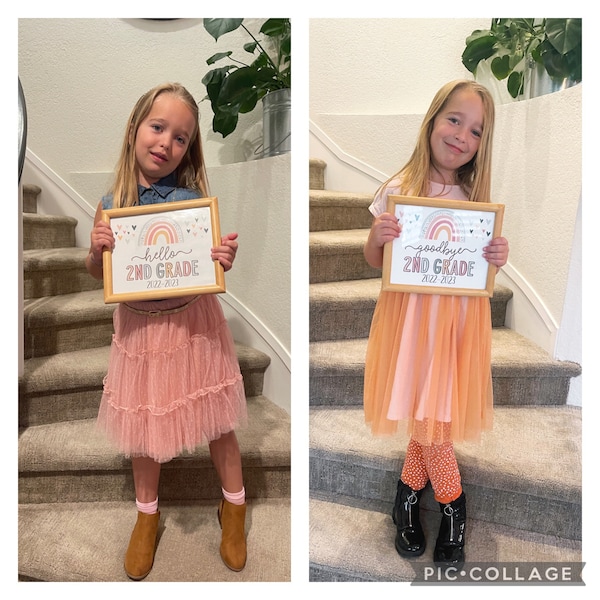 Boho Rainbow Goodbye Second Grade Sign, LAST Day of 2nd Grade Girl Sign ...