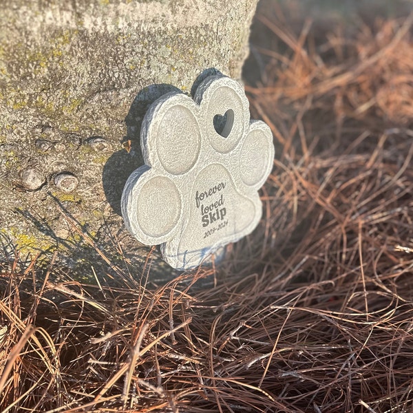 Engraved Forever Loved Paw Print Stone, Personalized Pet Memorial Stone ...