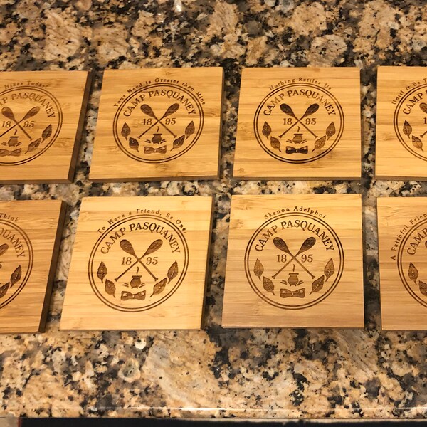 Custom Wood Coasters, Personalized Wooden Coaster Set W/ Engraved ...