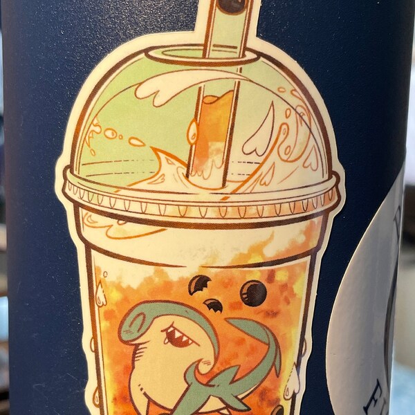 Boba Tea Shark Sticker Set - Etsy UK