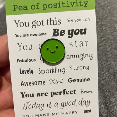 Pea of Positivity Enamel Pin, Cute Green Pea, Positive Enamel Brooch ...