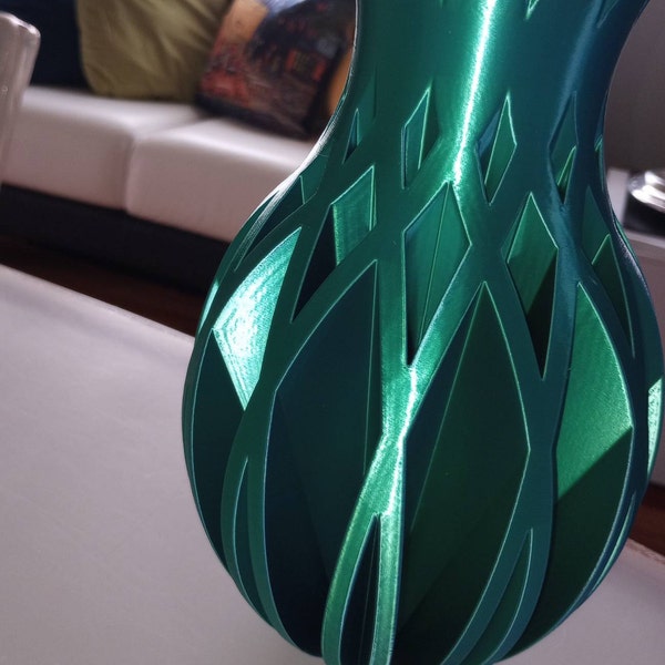 Modern Wave Vase in Silk Blue Green - Etsy